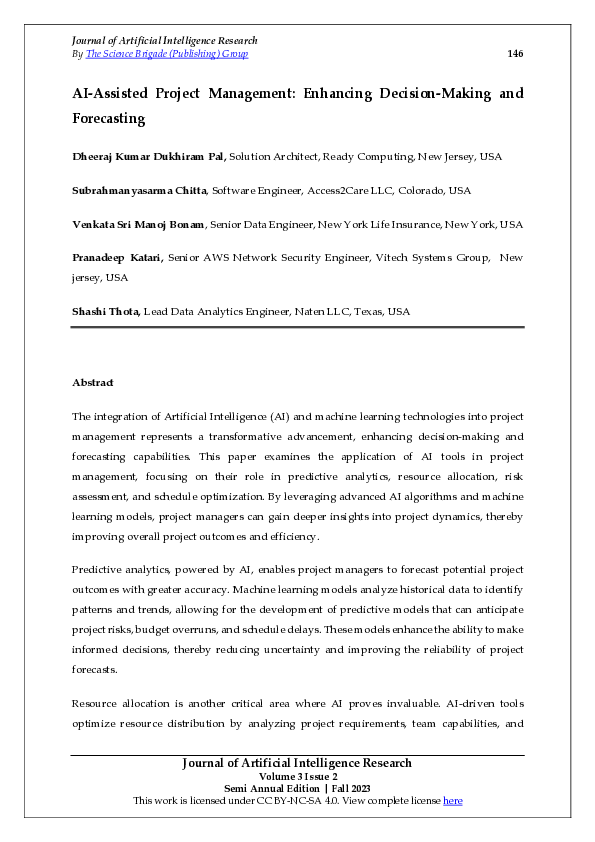 (PDF) AI-Assisted Project Management: Enhancing Decision-Making and Forecasting