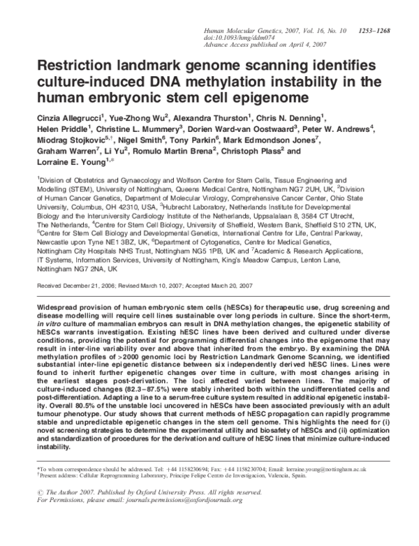 (PDF) Restriction landmark genome scanning identifies culture-induced ...