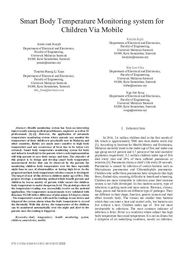 (PDF) Smart Body Temperature Monitoring system for Children via Mobile