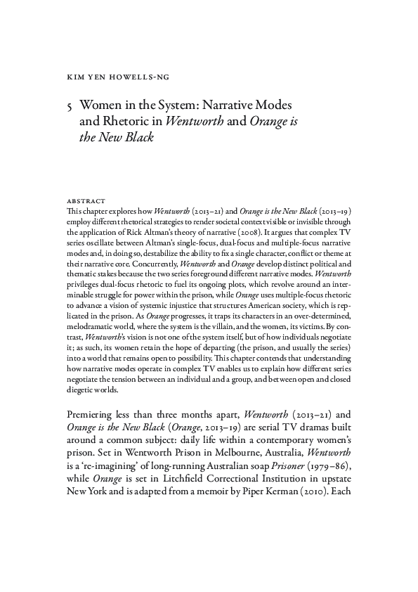 (PDF) Women in the System: Narrative Modes and Rhetoric in Wentworth ...