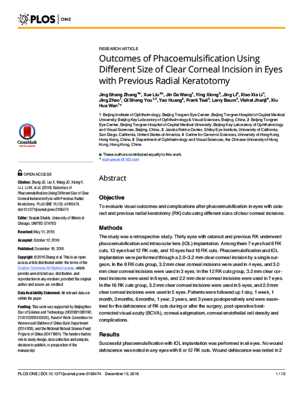 (PDF) Outcomes of Phacoemulsification Using Different Size of Clear ...