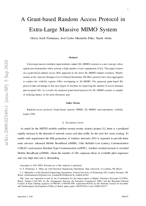 (PDF) A Grant-Based Random Access Protocol in Extra-Large Massive MIMO ...