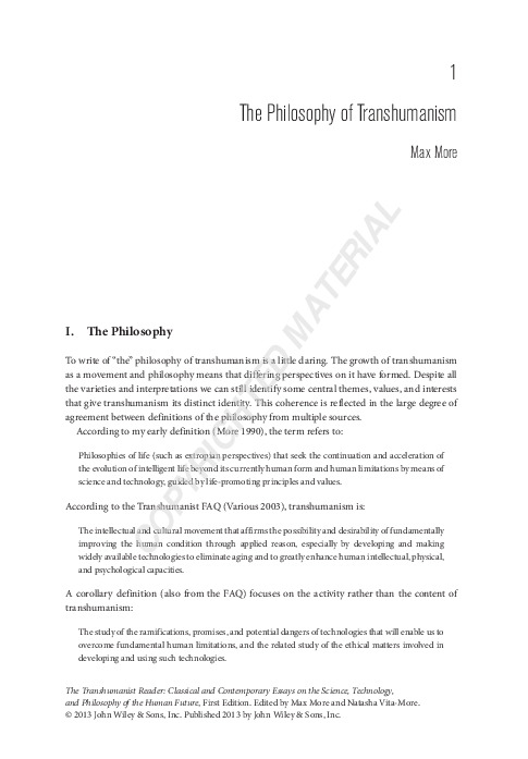 (PDF) The Philosophy of Transhumanism