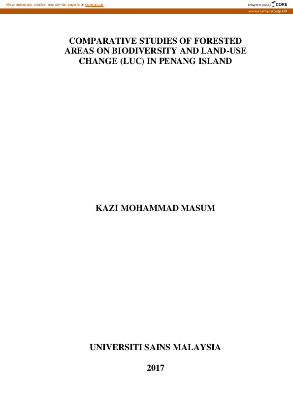 (PDF) Comparative Studies And Forested Areas On Biodiversity And Land-Use Change (LUC) In Penang ...
