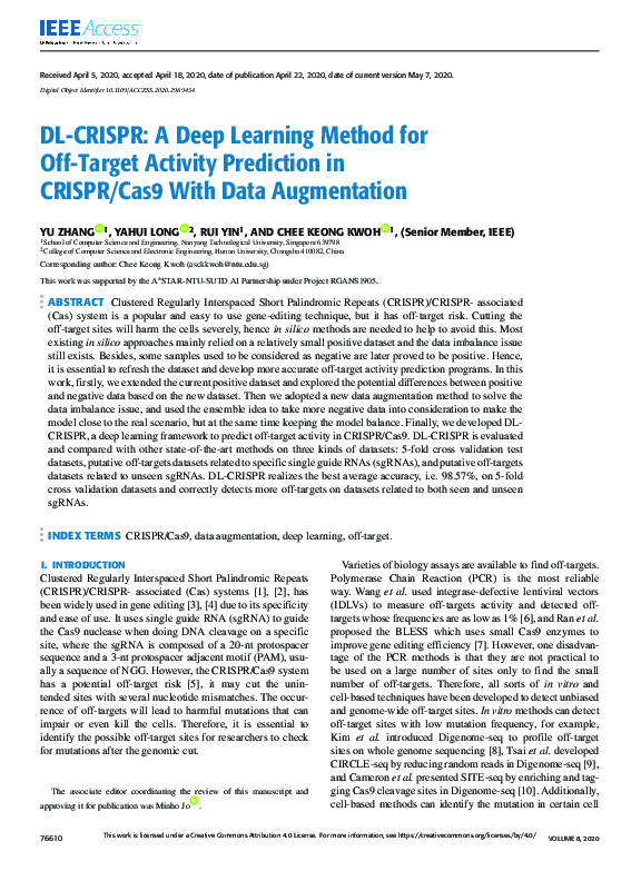 (PDF) DL-CRISPR: A Deep Learning Method for Off-Target Activity Prediction in CRISPR/Cas9 With ...
