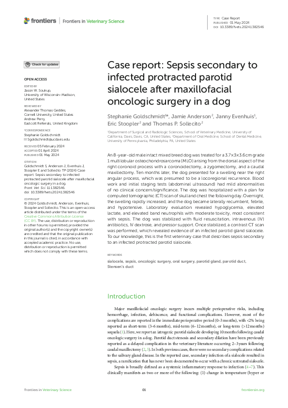 (PDF) Case report: Sepsis secondary to infected protracted parotid ...