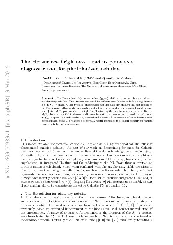 (PDF) The Hα surface brightness — radius plane as a diagnostic tool for ...