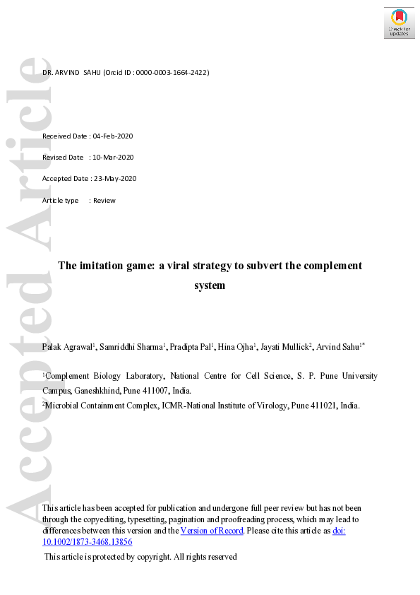 (PDF) The imitation game: a viral strategy to subvert the complement system