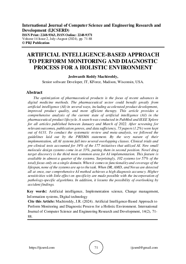 (PDF) ARTIFICIAL INTELLIGENCE-BASED APPROACH TO PERFORM MONITORING AND DIAGNOSTIC PROCESS FOR A ...