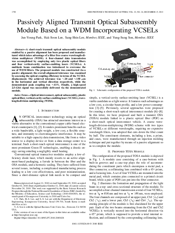 (PDF) Passively Aligned Transmit Optical Subassembly Module Based on a ...