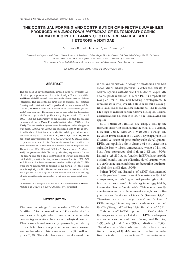 (PDF) The Continual Forming and Contribution of Infective Juveniles ...