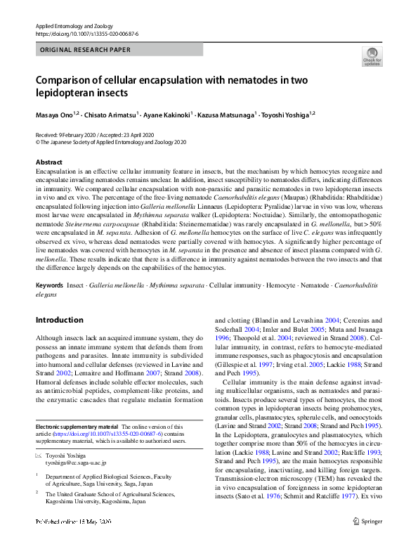 (PDF) Comparison of cellular encapsulation with nematodes in two ...