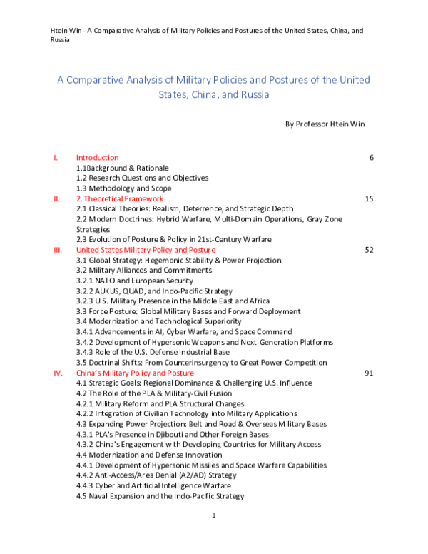 (PDF) A Comparative Analysis of Military Policies and Postures of the ...