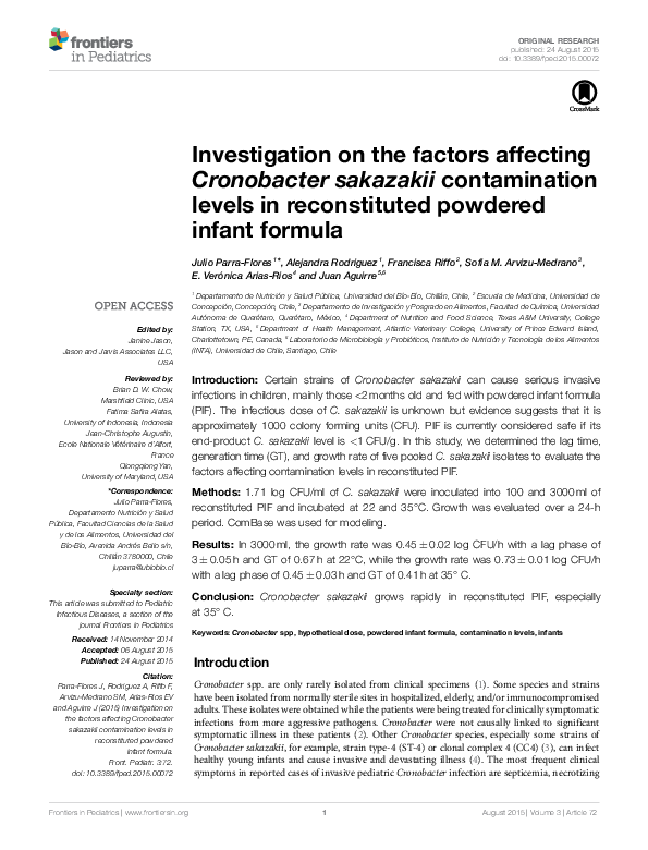 (PDF) Investigation on the Factors Affecting Cronobacter sakazakii ...