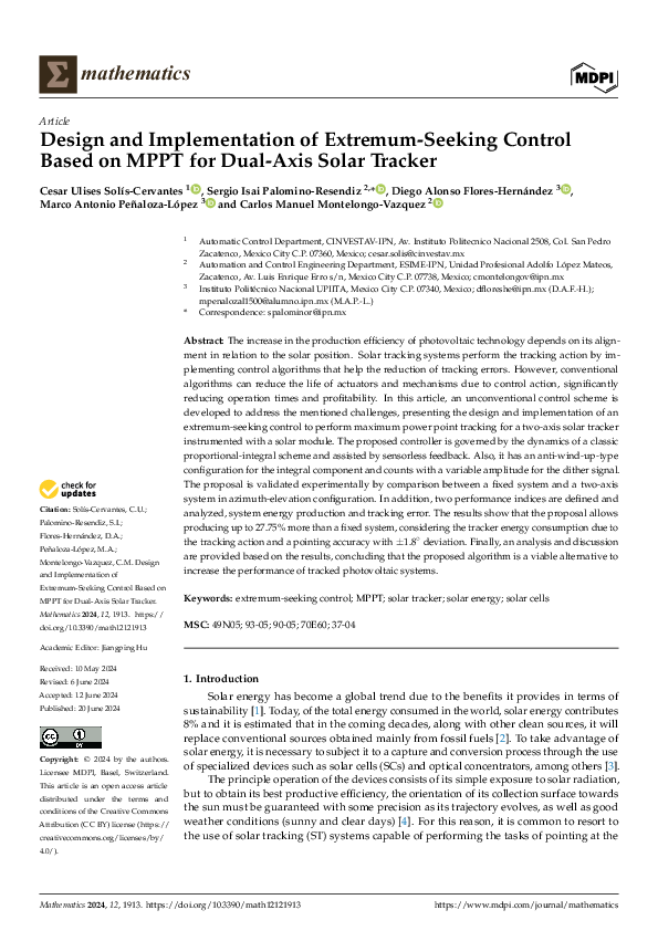 (PDF) Design and Implementation of Extremum-Seeking Control Based on MPPT for Dual-Axis Solar ...