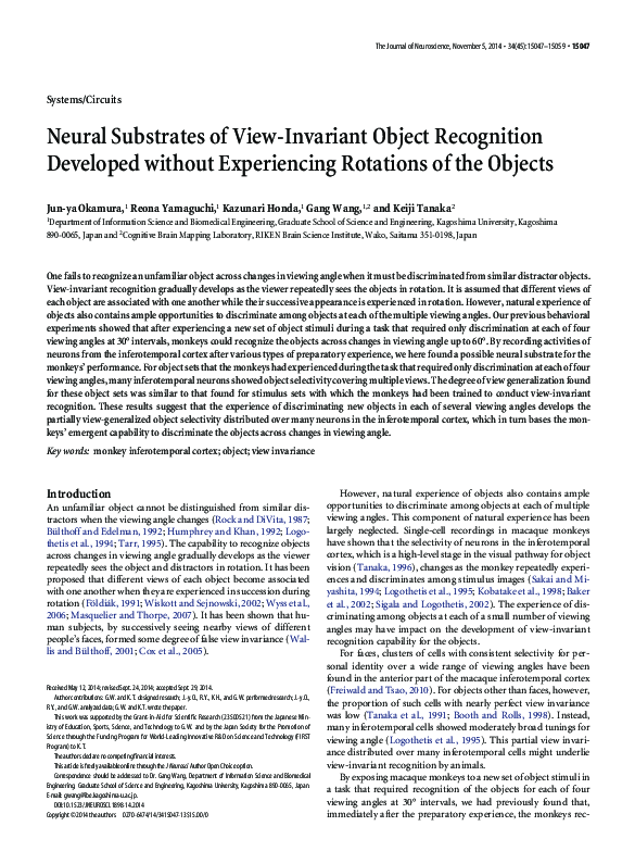 (PDF) Neural substrates of view-invariant object recognition developed ...