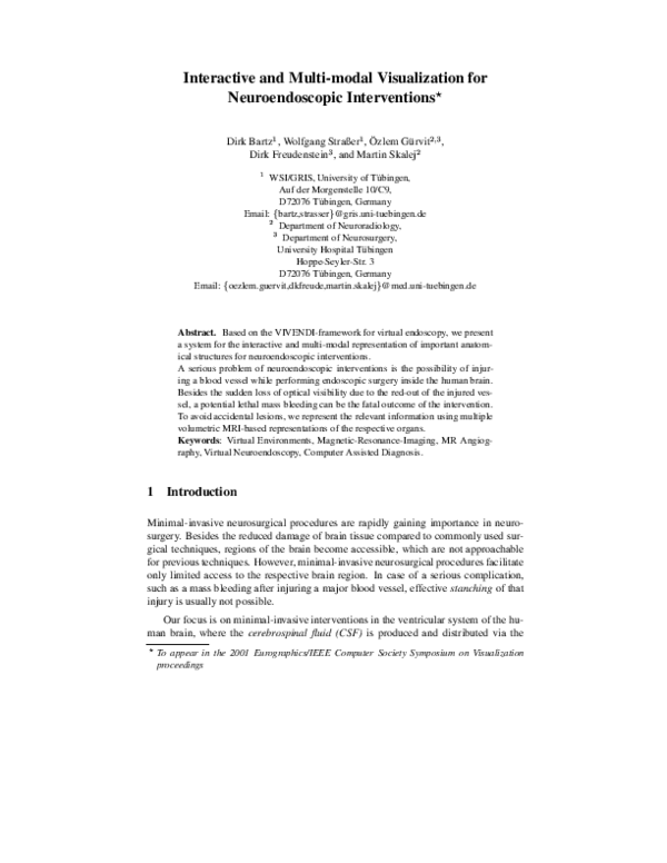 (PDF) Interactive and Multi-modal Visualization for Neuroendoscopic Interventions