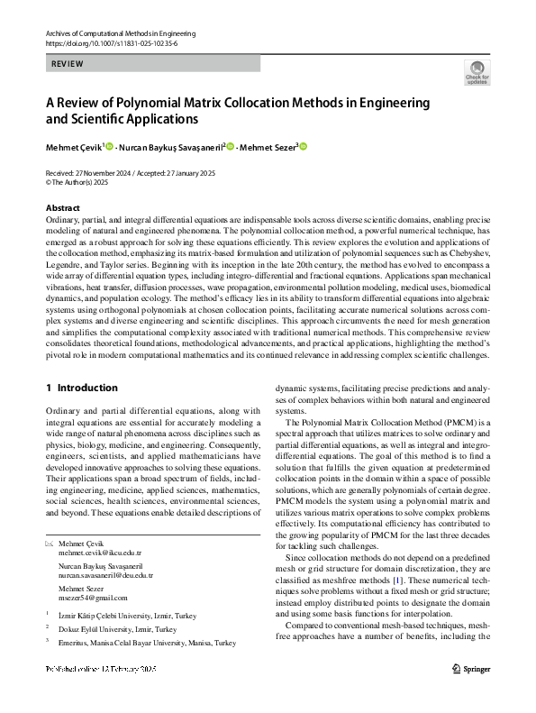 (PDF) A Review of Polynomial Matrix Collocation Methods in Engineering and Scientific Applications