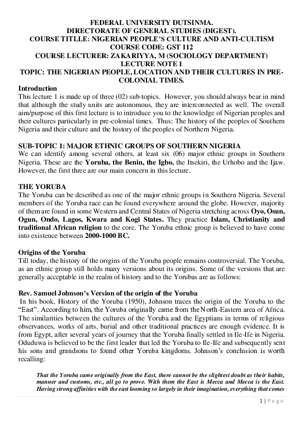 (PDF) GST 112 LECTURE NOTE 1