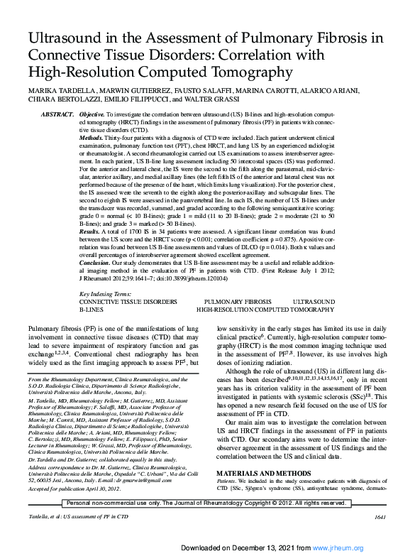 (PDF) Ultrasound in the Assessment of Pulmonary Fibrosis in Connective ...
