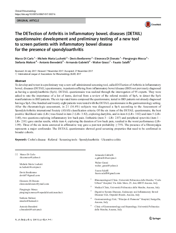 The DETection of Arthritis in Inflammatory boweL diseases (DETAIL ...