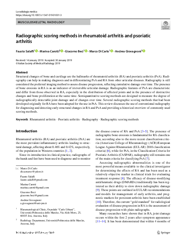 (PDF) Radiographic scoring methods in rheumatoid arthritis and ...