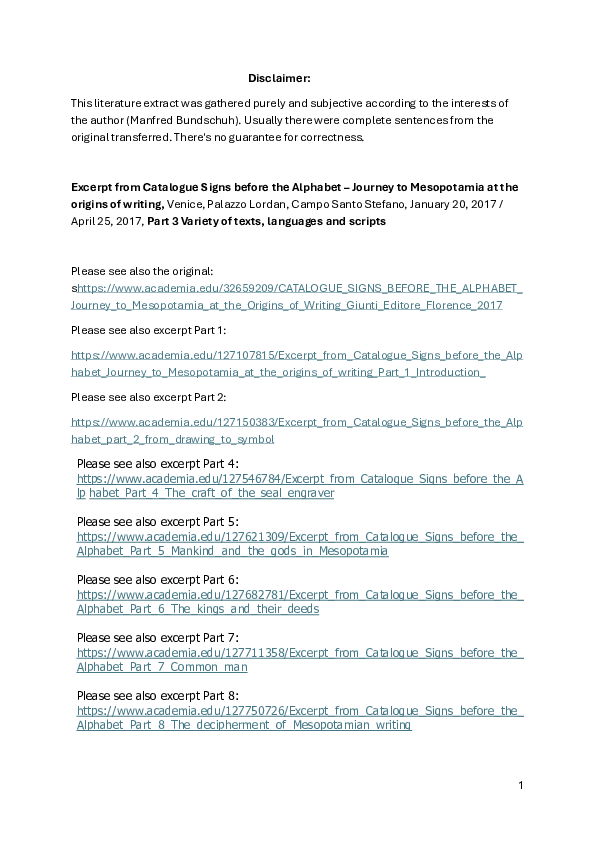 (PDF) Excerpt from Catalogue Signs before the Alphabet - Part 3 Variety ...