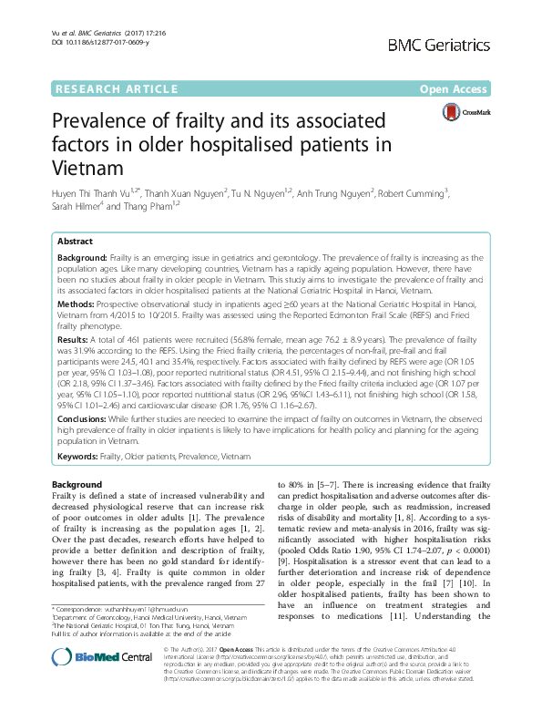 (PDF) Prevalence of frailty and its associated factors in patients with ...
