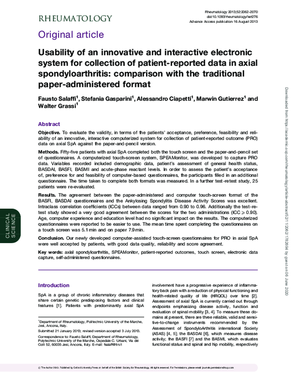 (PDF) Usability of an innovative and interactive electronic system for collection of patient ...