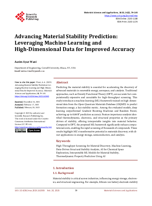 (PDF) Advancing Material Stability Prediction: Leveraging Machine ...
