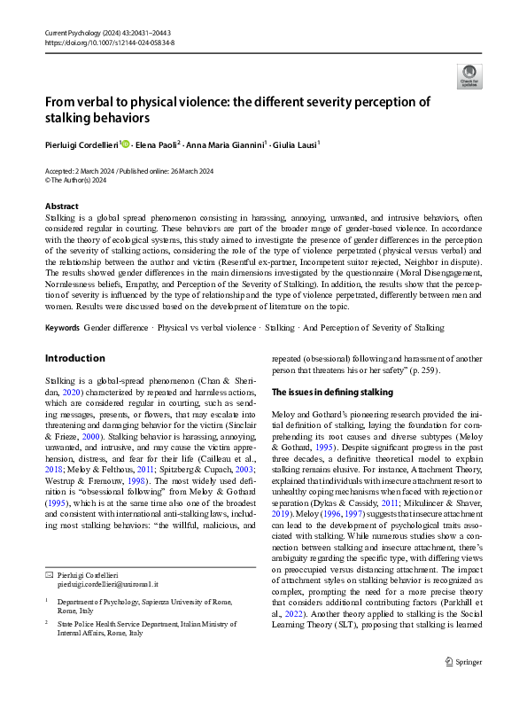 (PDF) From verbal to physical violence: the different severity ...