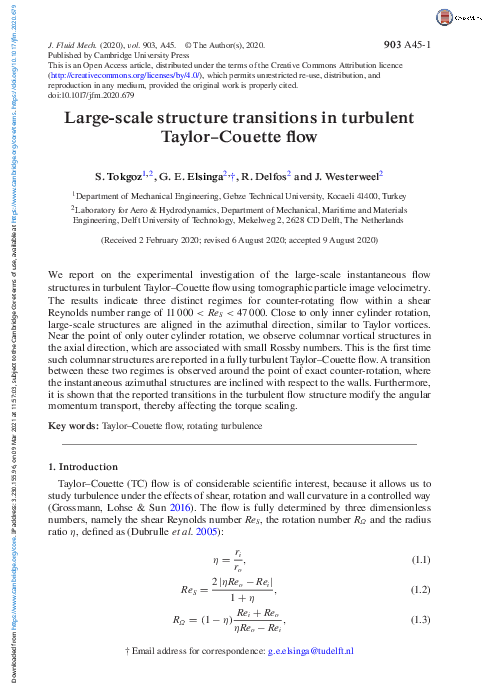 (PDF) Large-scale structure transitions in turbulent Taylor–Couette flow