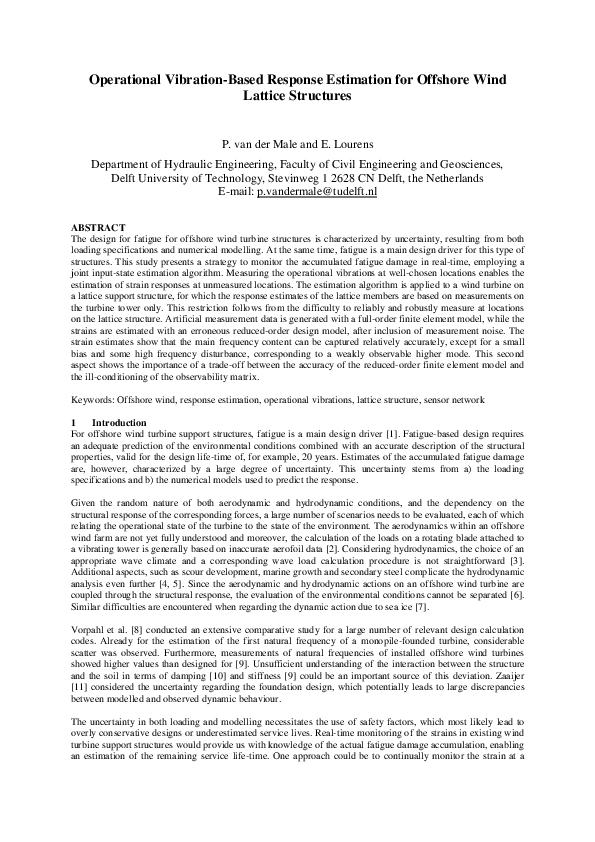 (PDF) Operational Vibration-Based Response Estimation for Offshore Wind Lattice Structures