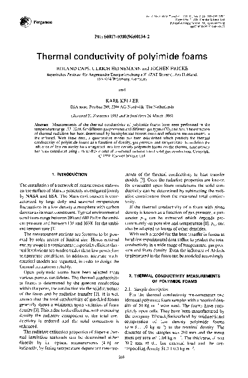 (PDF) Thermal conductivity of polyimide foams