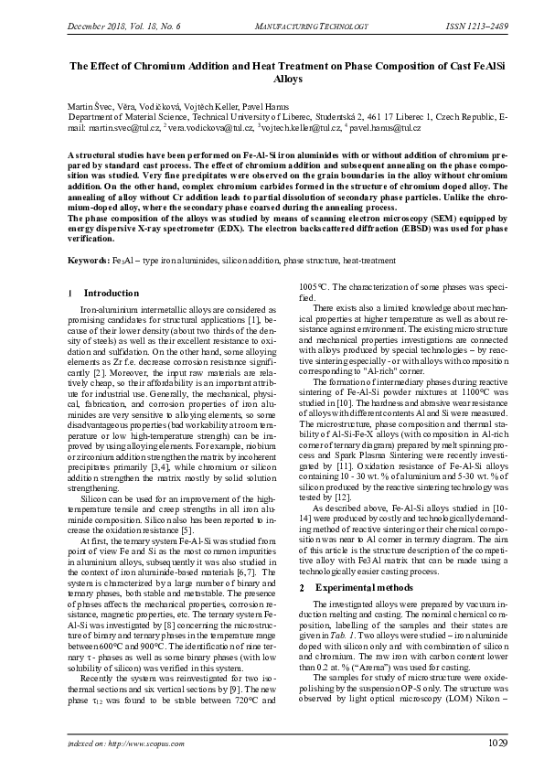 (PDF) The Effect of Chromium Addition and Heat Treatment on Phase ...
