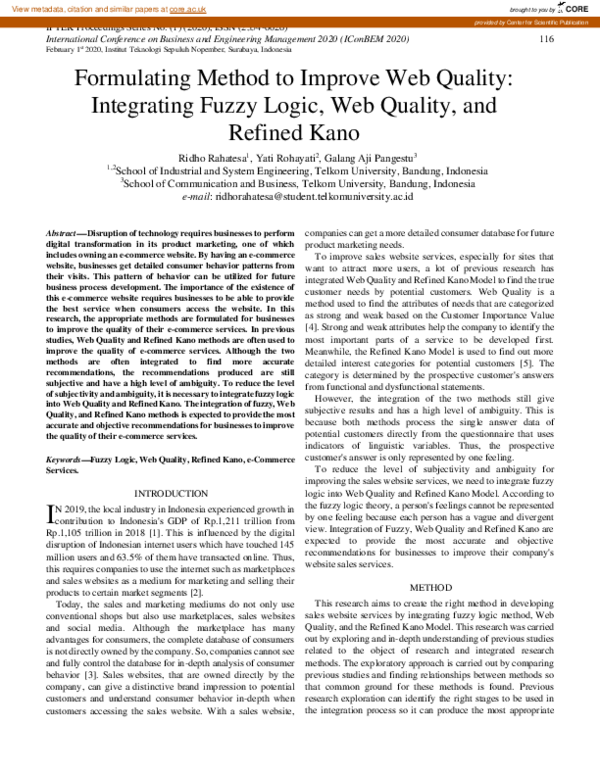 (PDF) Formulating Method to Improve Web Quality: Integrating Fuzzy Logic, Web Quality, and ...