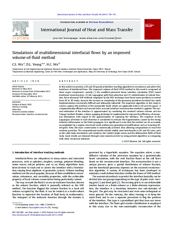(PDF) Simulations of multidimensional interfacial flows by an improved volume-of-fluid method