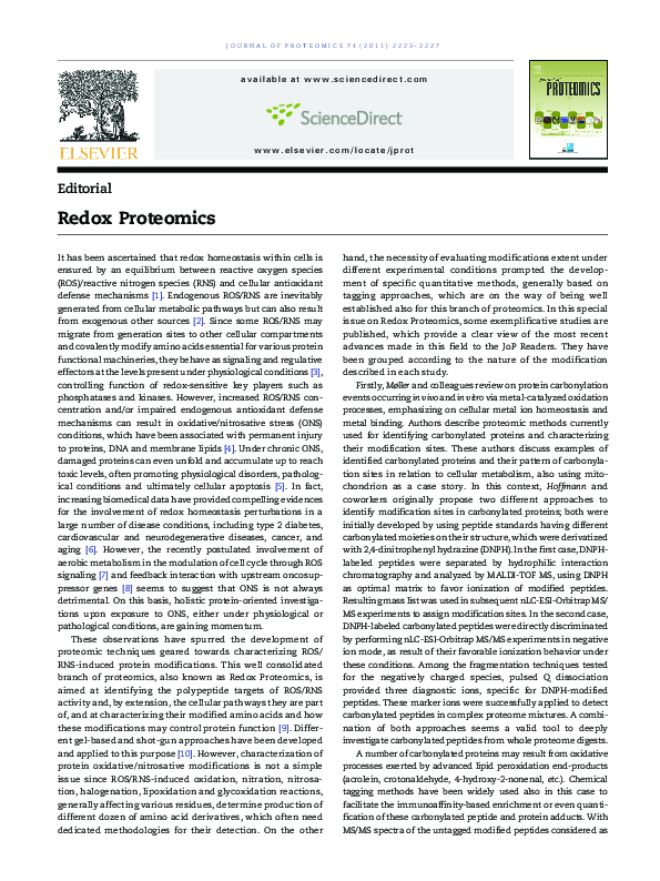 (PDF) Redox Proteomics
