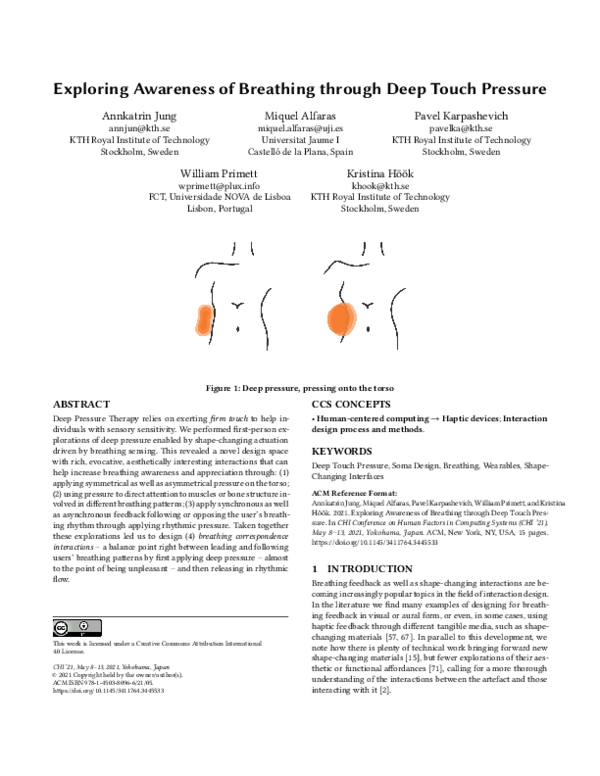 (PDF) Exploring Awareness of Breathing through Deep Touch Pressure