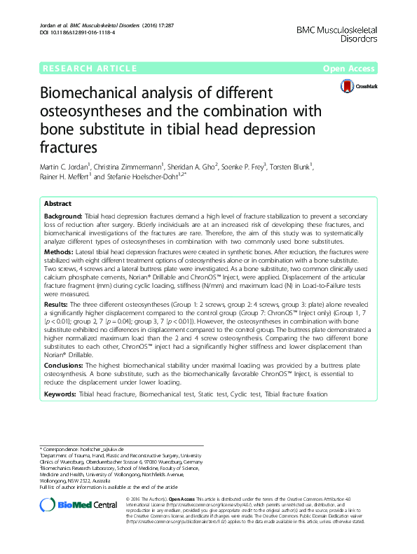 (PDF) Biomechanical analysis of different osteosyntheses and the ...