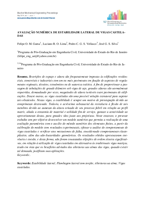 (PDF) Avaliação Numérica De Estabilidade Lateral De Vigas Casteladas