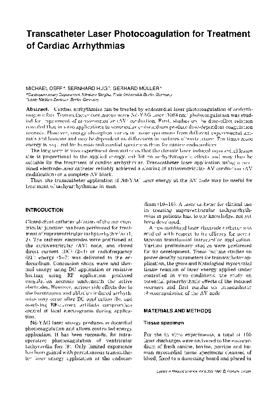 (PDF) Transcatheter laser photocoagulation for treatment of cardiac ...
