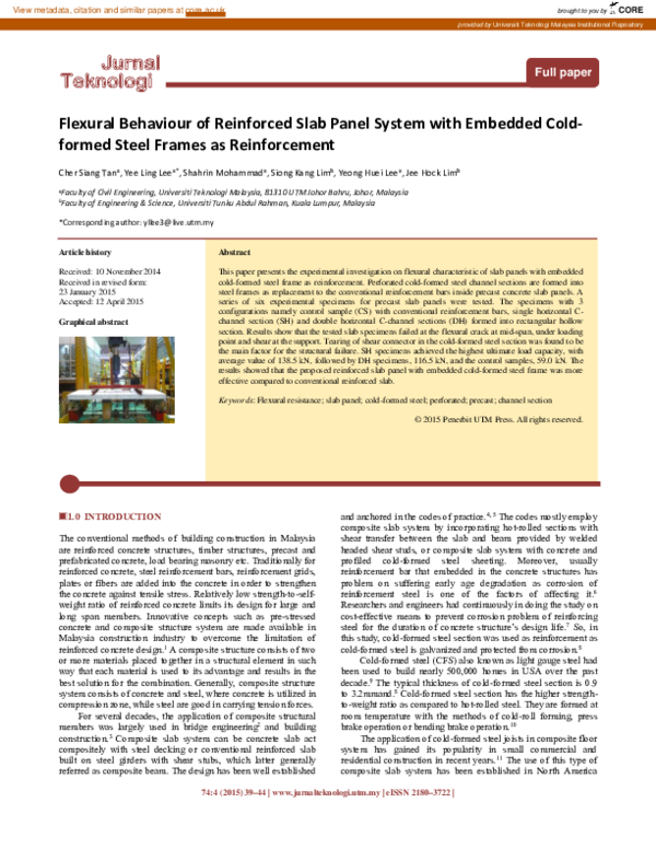 (PDF) Flexural Behaviour of Reinforced Slab Panel System with Embedded Cold-formed Steel Frames ...
