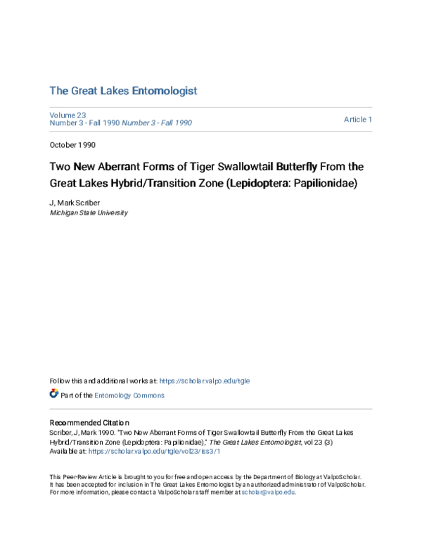 (PDF) Two New Aberrant Forms of Tiger Swallowtail Butterfly From the ...