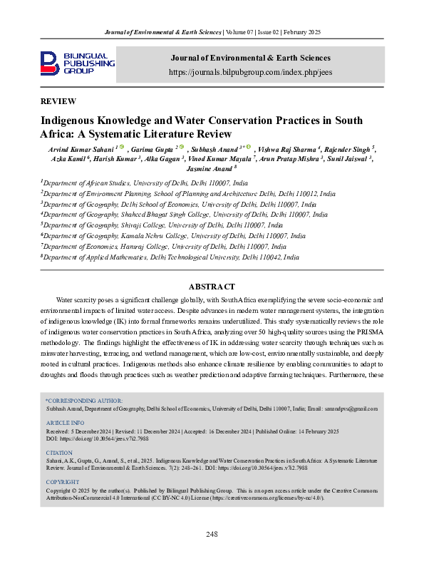 (PDF) Indigenous Knowledge and Water Conservation Practices in South ...