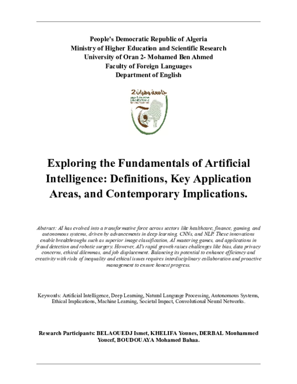(PDF) Exploring the Fundamentals of Artificial Intelligence ...