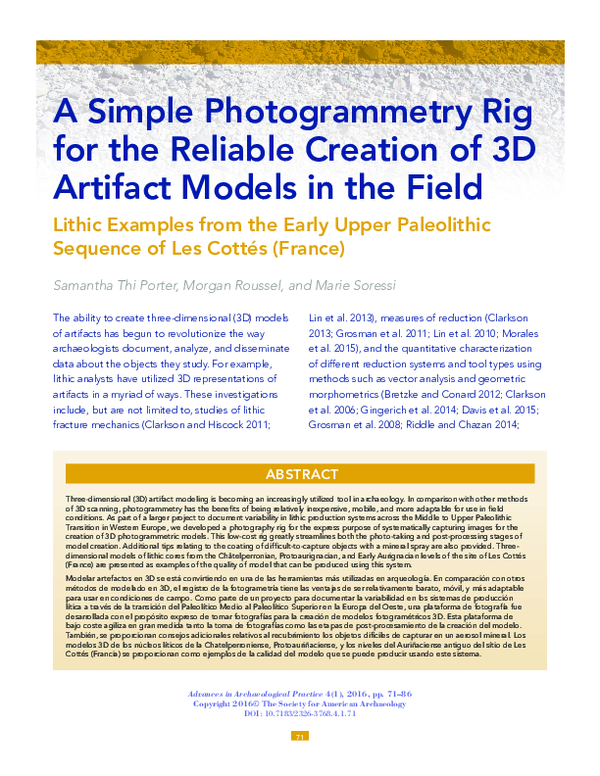 (PDF) A Simple Photogrammetry Rig for the Reliable Creation of 3D ...