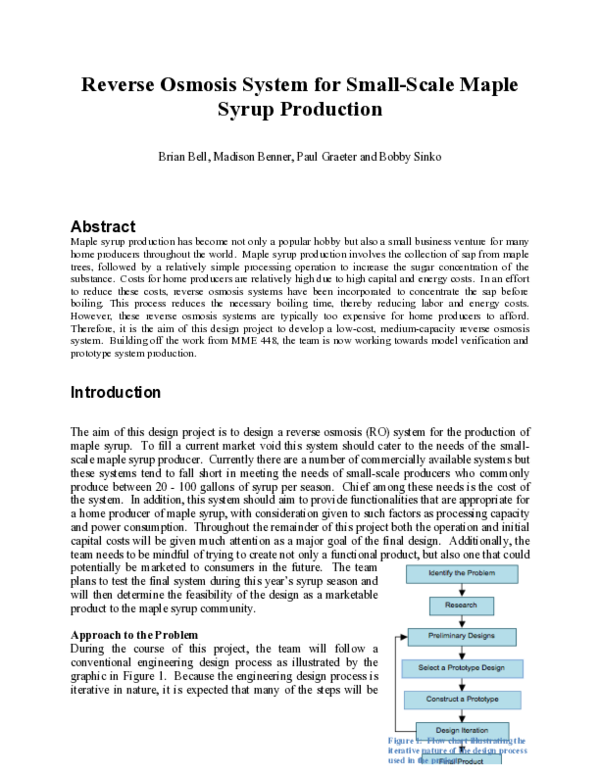 (PDF) Reverse Osmosis System for Small-Scale Maple Syrup Production