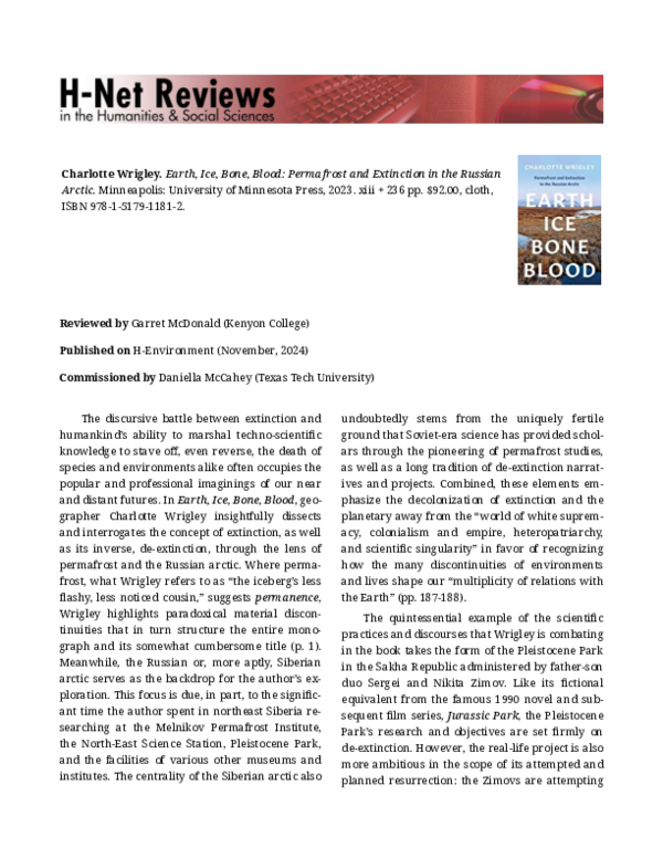 (PDF) Earth, Ice, Bone, Blood: Permafrost and Extinction in the Russian ...