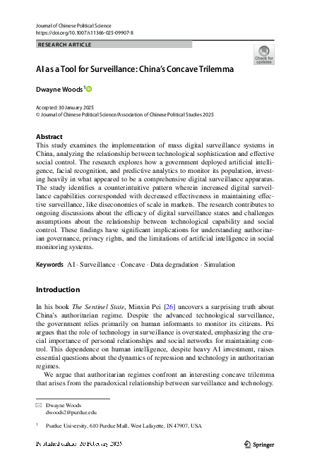 (PDF) AI as a Tool for Surveillance: China's Concave Trilemma